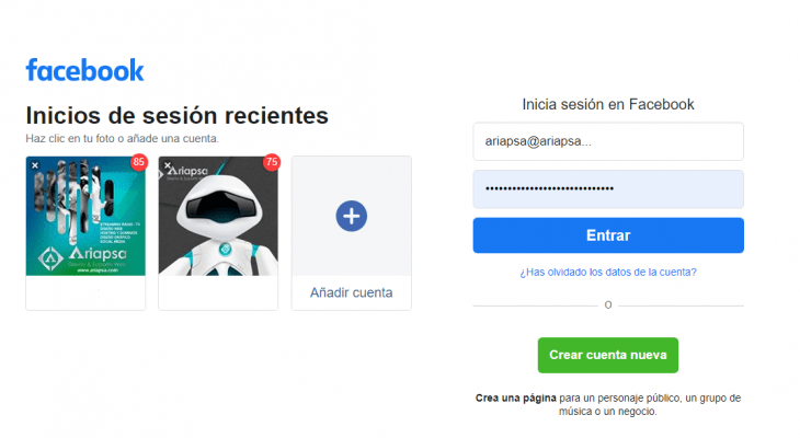 Facebook cambia el diseño de su inicio de sesión. - Ariapsa - Diseño de ...